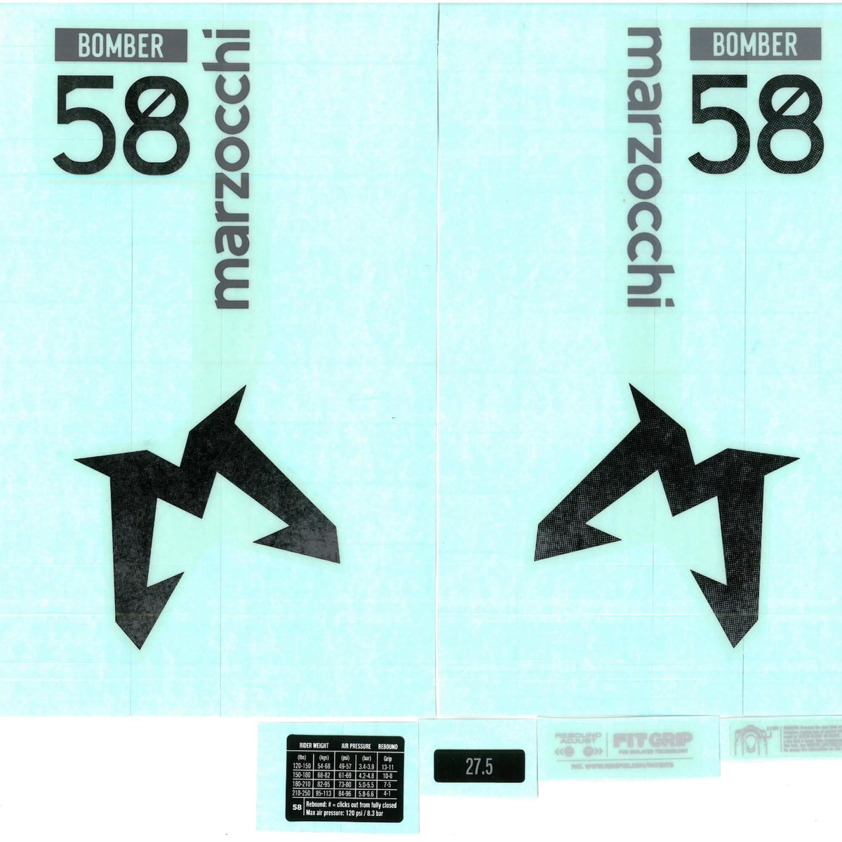 Marzocchi Fork Bomber 58 Decal Kit: Clear Logo Gloss -Red/White Fork ...