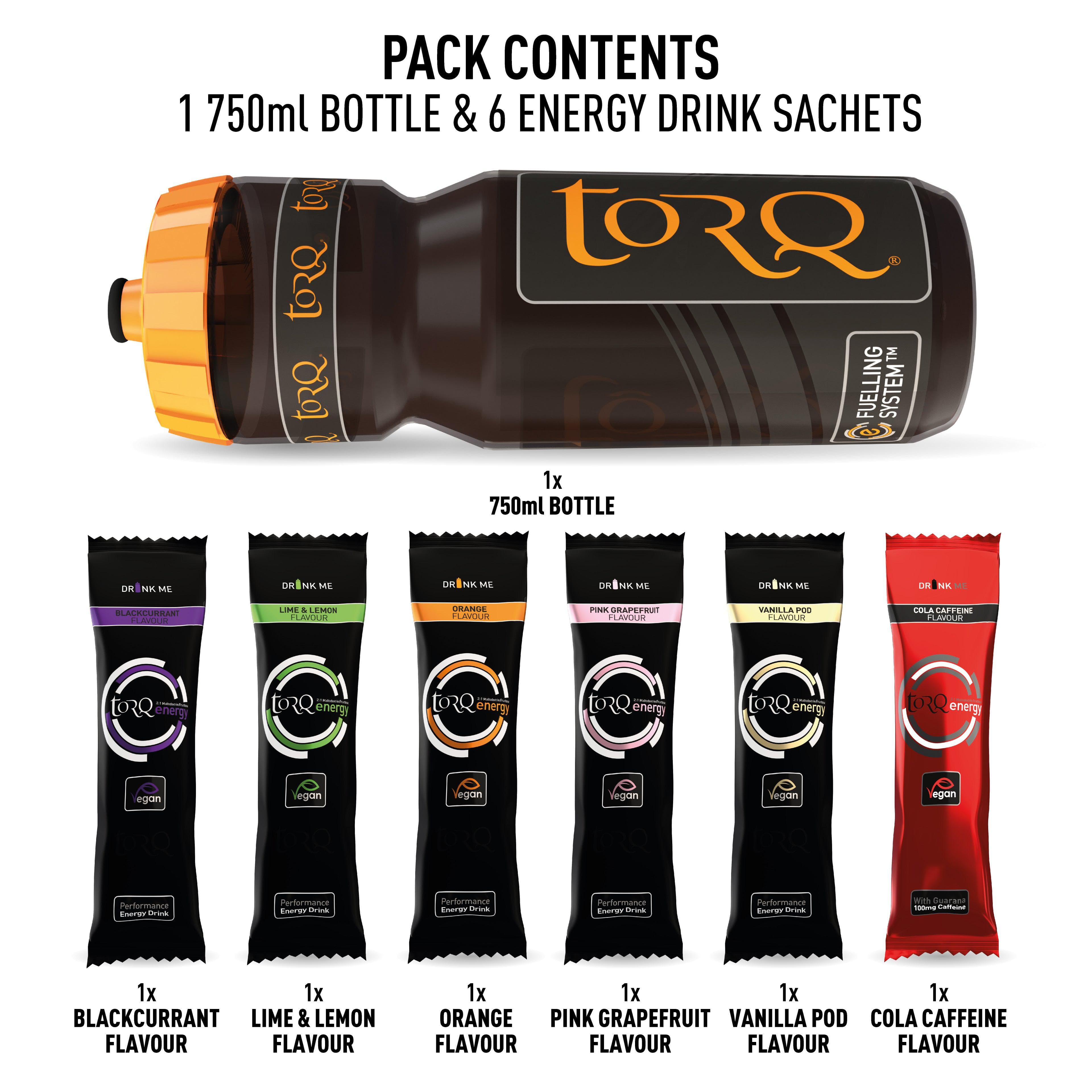 Torq Energy 750Ml Bottle Sample Pack - 6 Drinks (5 X Standard, 1 X Caf ...