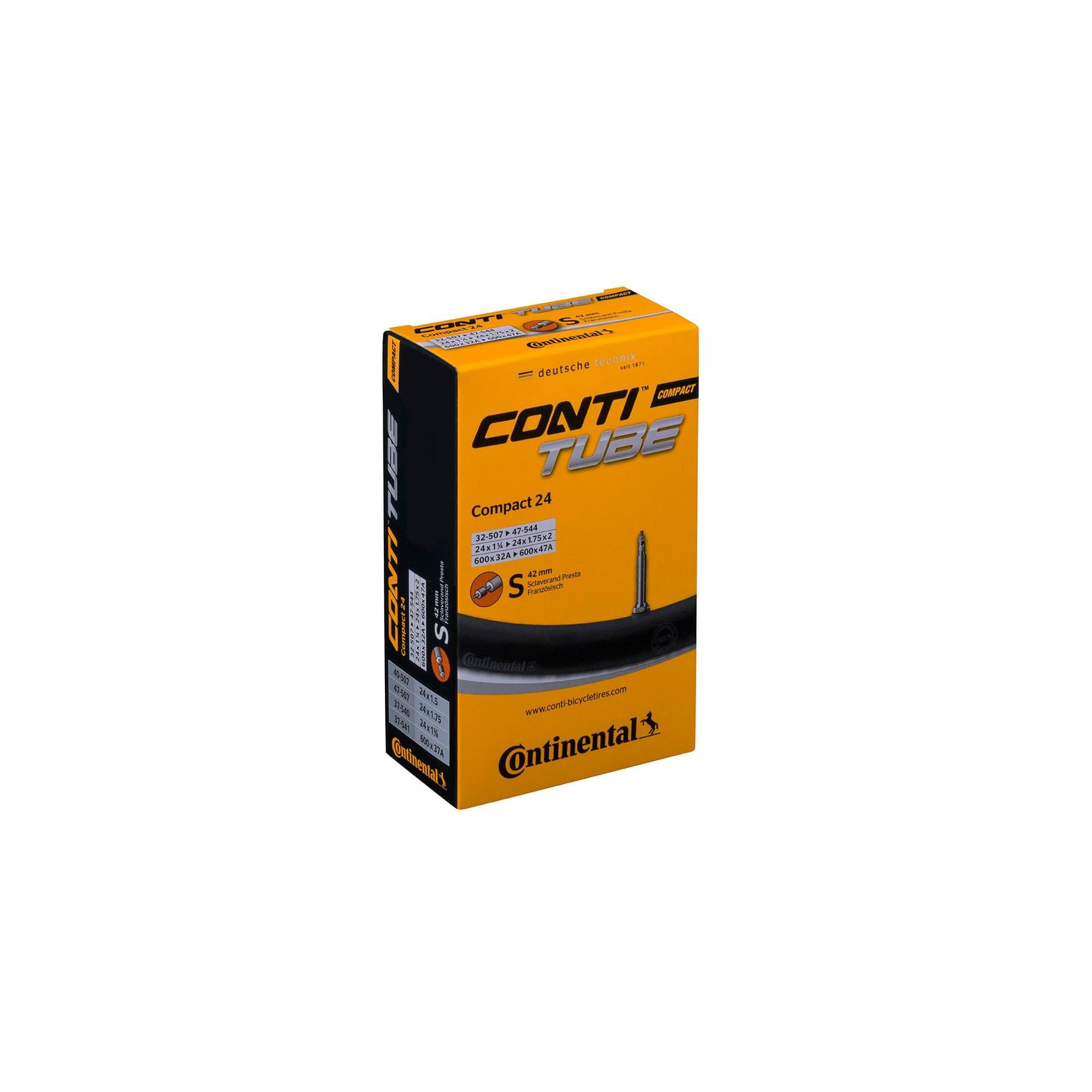 Continental Compact Tube - Presta 42mm Valve: BLACK 24X1.25-1.75 ...